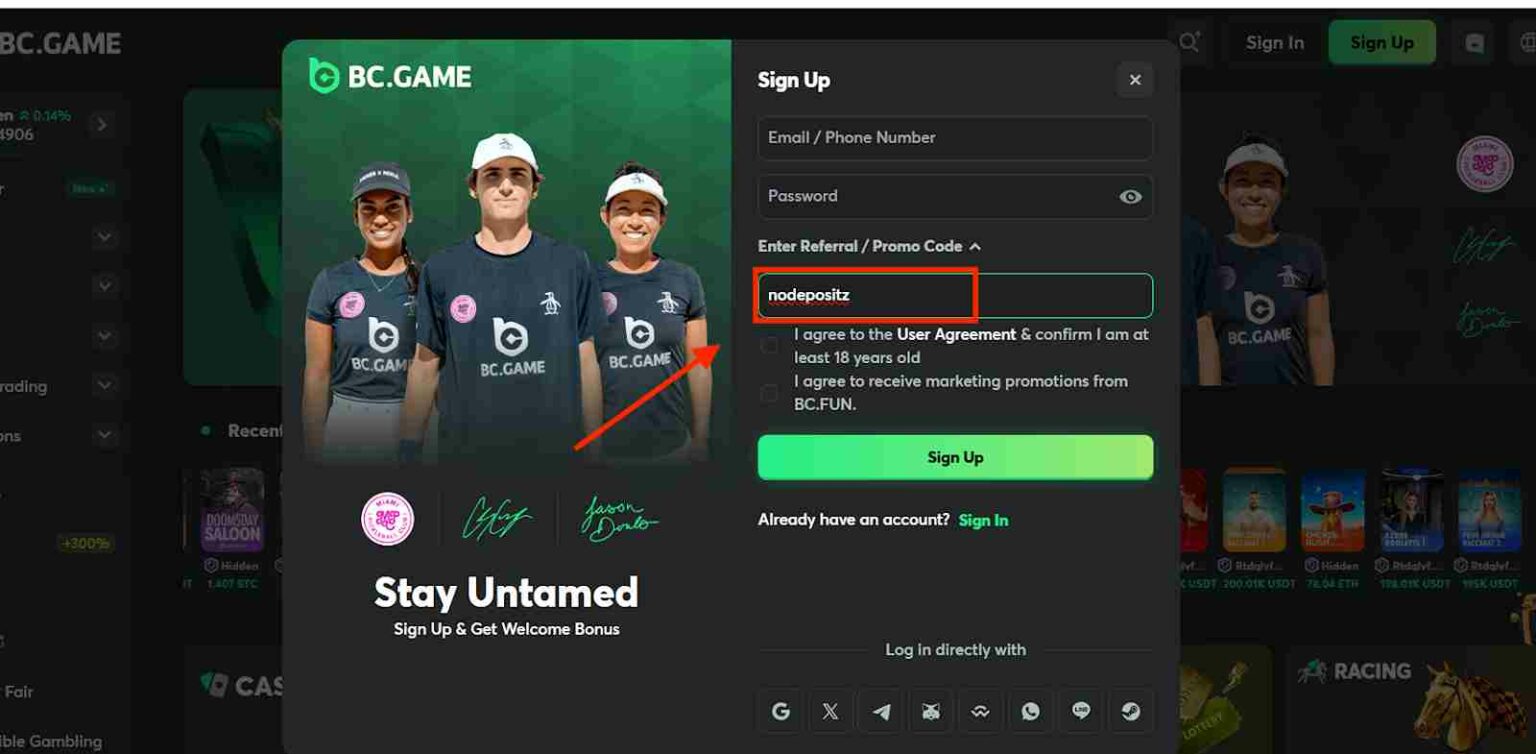 BC.Game Promo Code "nodepositz" - $5 No Deposit Bonus 2025